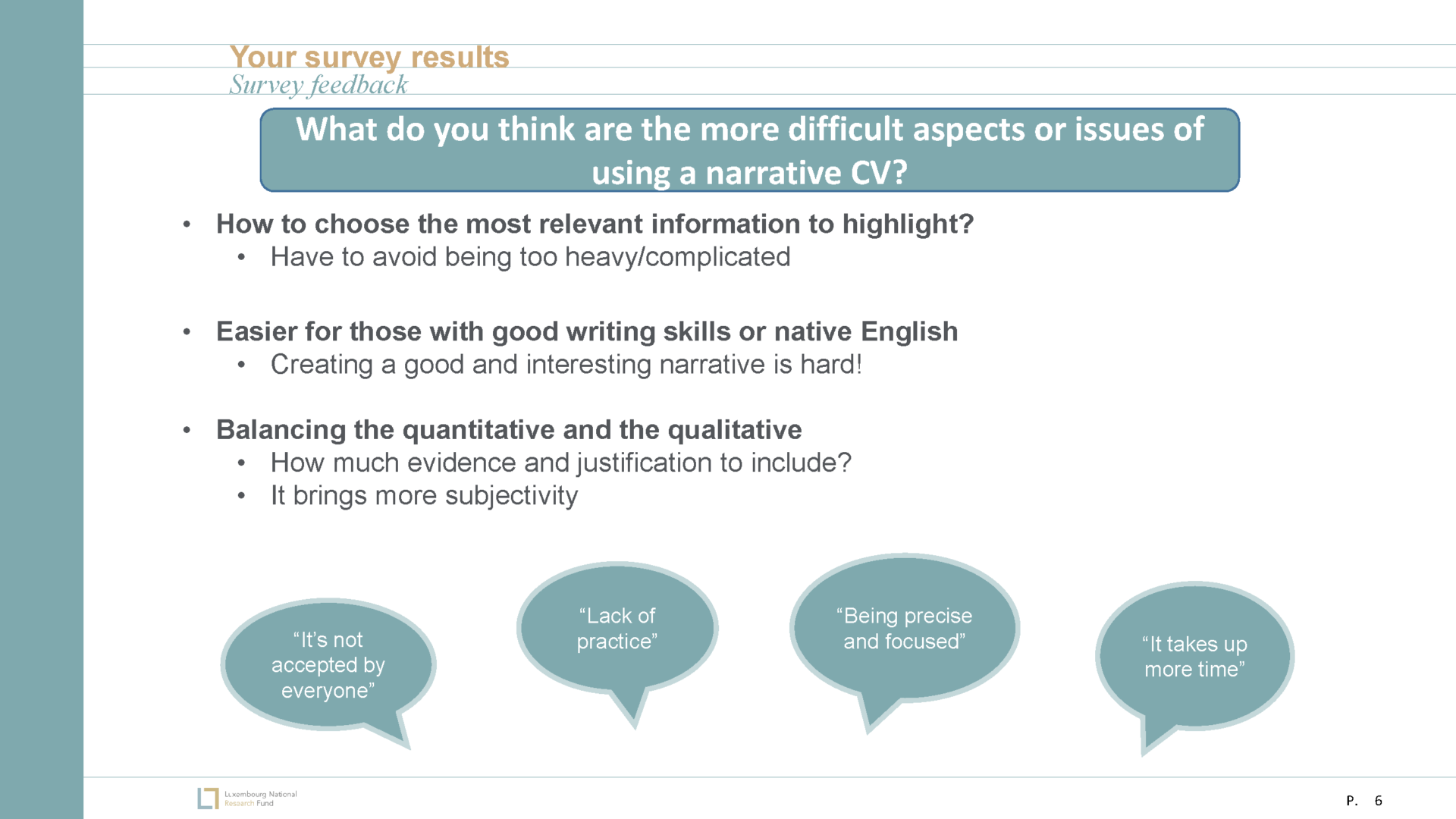 Narrative CV - 2023 workshop - FNR